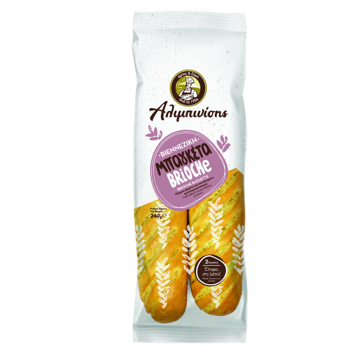 ΜΠΑΓΚΕΤΑ ΒΙΕΝΝΕΖΙΚΗ BRIOCHE 2τμχ x 120γρ - Άρτος & Ζύμη Αλιμπινίσης ΑΒΕΕ
